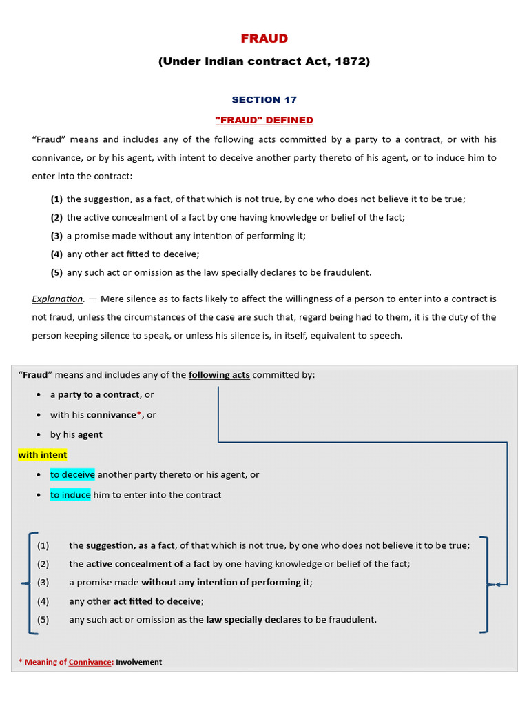 Understanding Fraud in Indian Contracts | PDF | Misrepresentation | Law ...