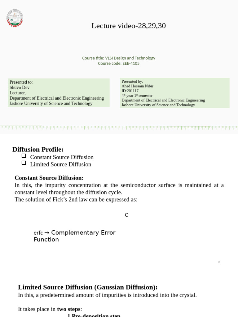 VLSI Presentation 201117 | PDF | Silicon | Diffusion