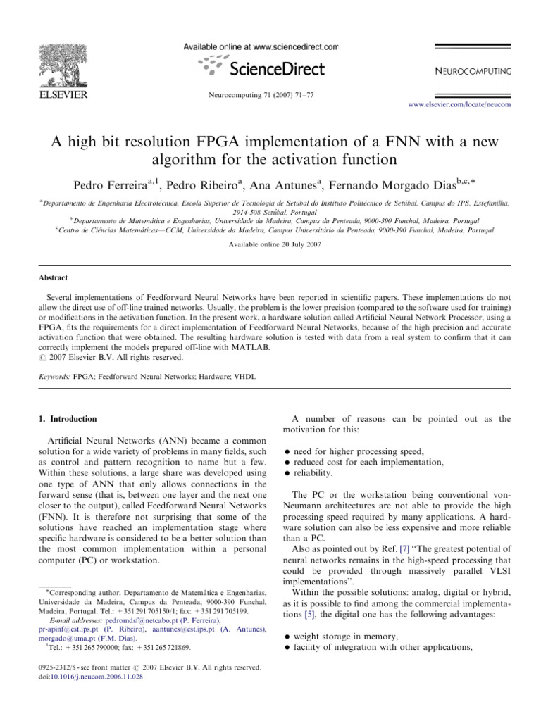 A High Bit Resolution FPGA Implementation of A FNN With A New Algorithm ...