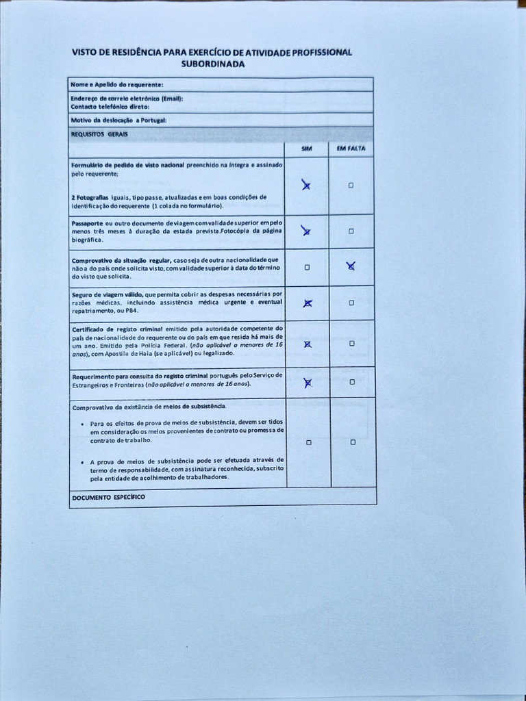 Checklist Docs Vfs PT-BR | PDF