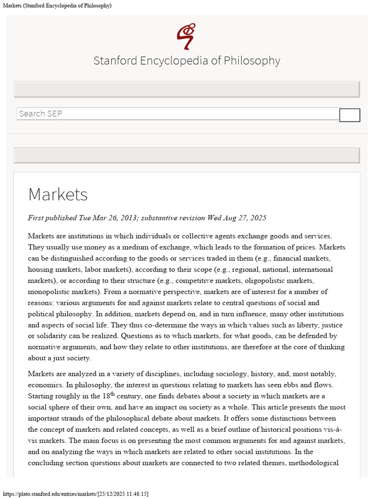 Understanding Markets in Philosophy | PDF | Market (Economics ...
