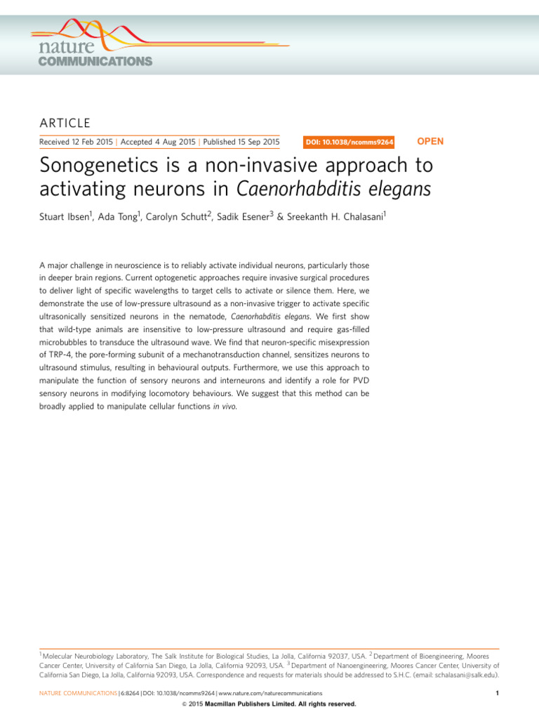 Non Invasive Sonogenetics To Treat Round Worm | PDF | Ultrasound ...