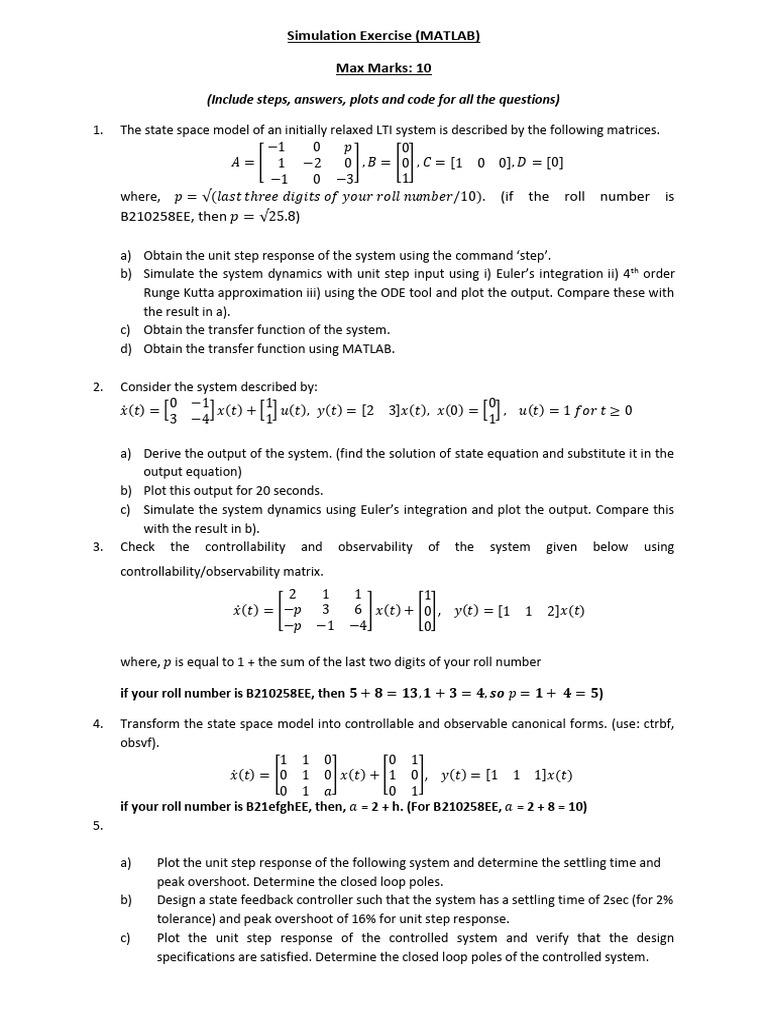Simulation Exercise CS II - 2024 | PDF | Control Theory | Algorithms