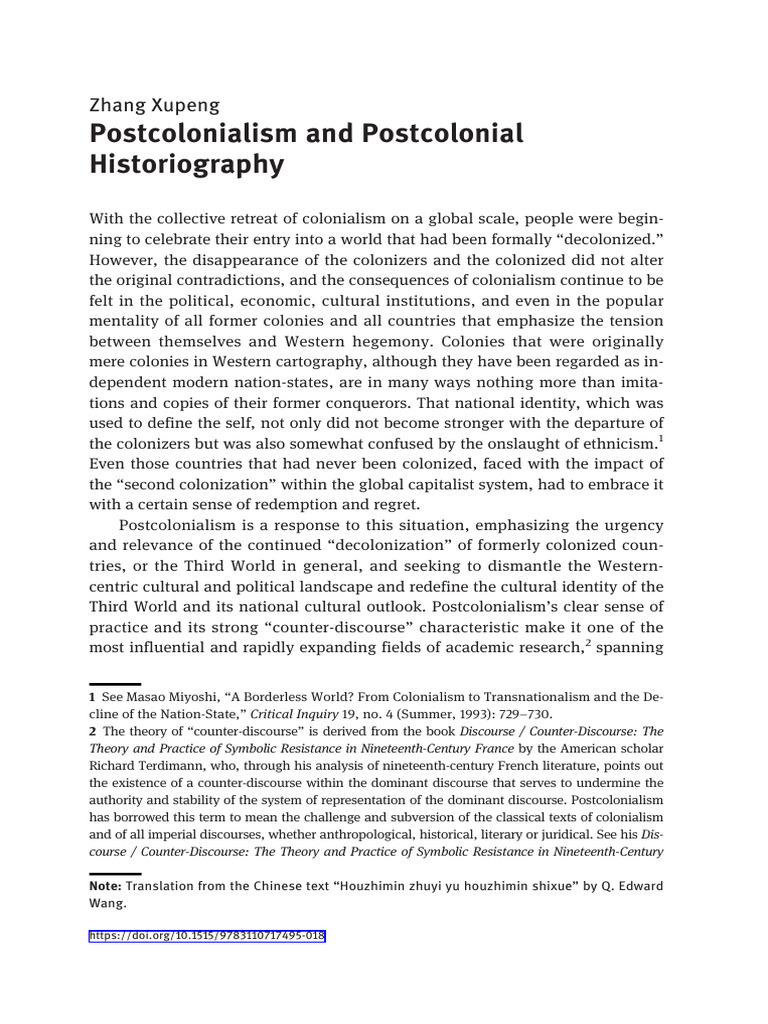 Postcolonialism and Historiography Insights | PDF | Postcolonialism ...