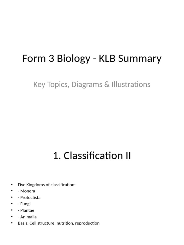 Form 3 Biology KLB Summary | PDF