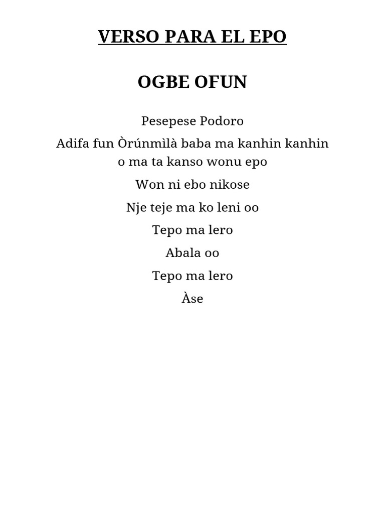 Material Epo Ogbe Fun | PDF