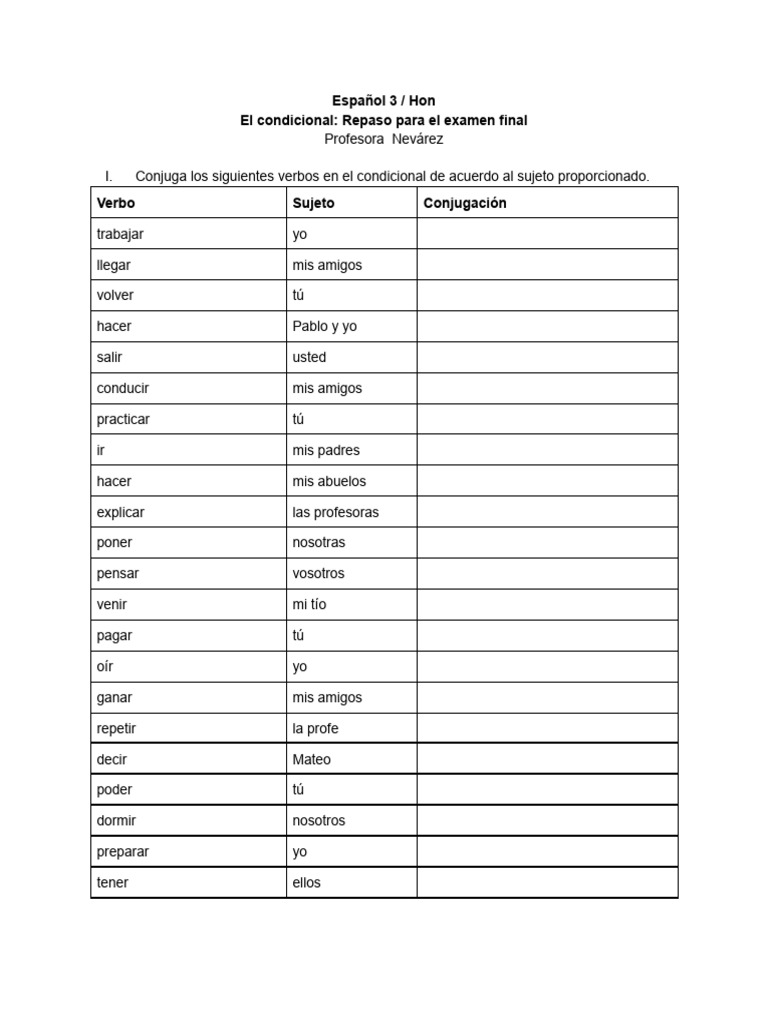 El Condicional Repaso | PDF