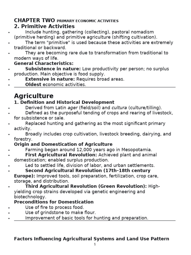 Overview of Primary Economic Activities | PDF | Agriculture | Irrigation