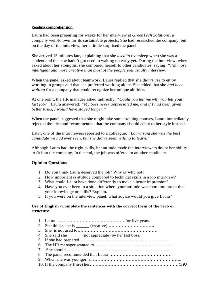 Interview Attitude vs. Skills Analysis | PDF | Reading Comprehension ...