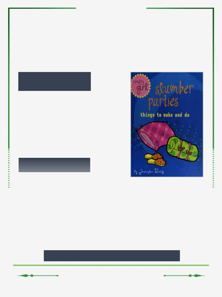 Crafty Girl Slumber Parties First Edition Jennifer Traig Ebook Ultimate ...