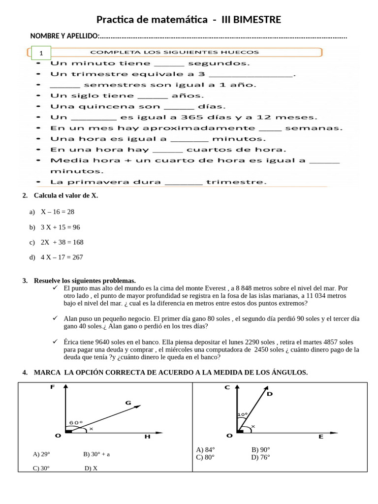 Practica de Matemática | PDF