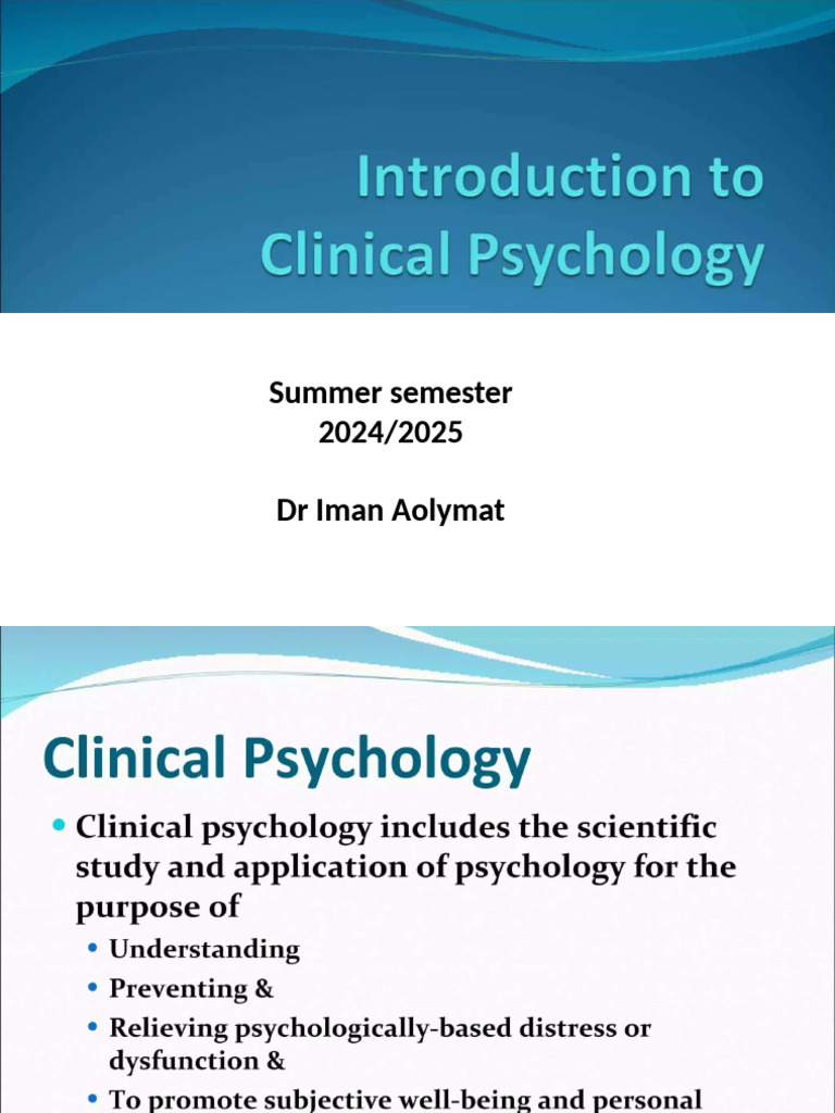 Intro Clinical Psycho | PDF