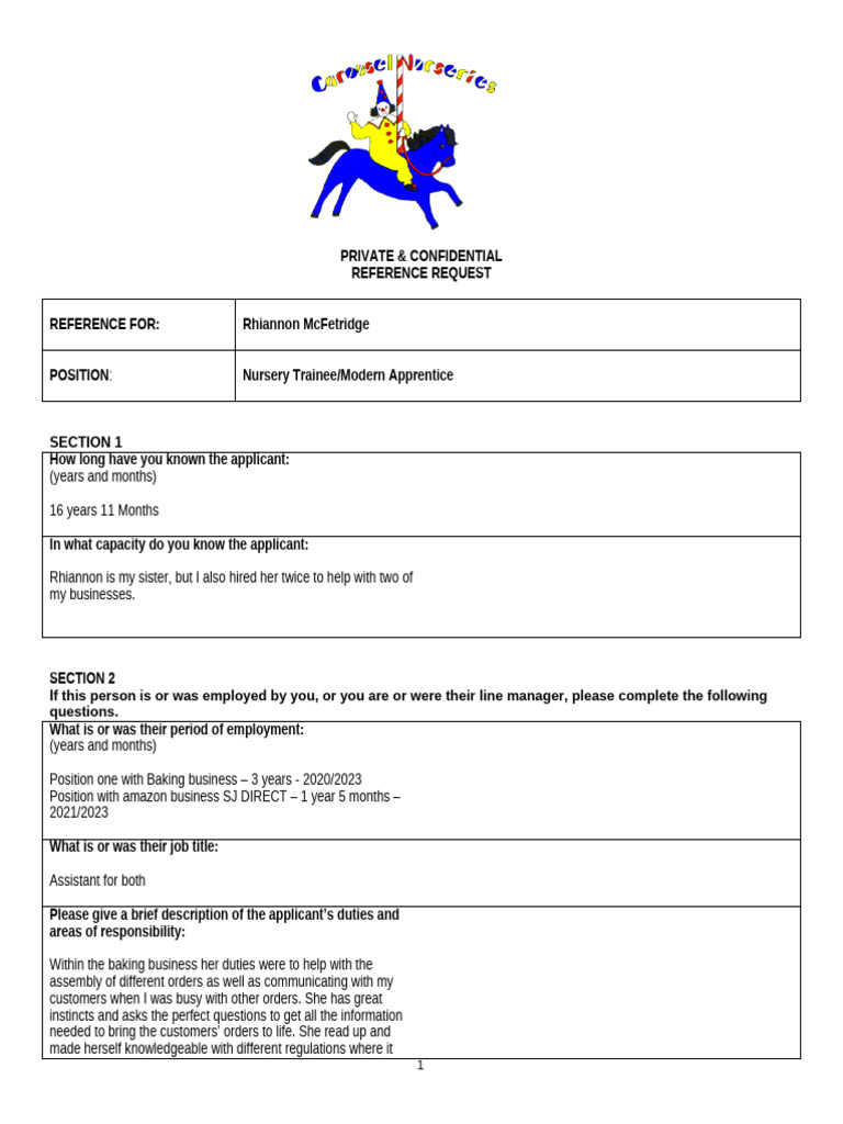 Reference Request Application Form | PDF | Behavioural Sciences