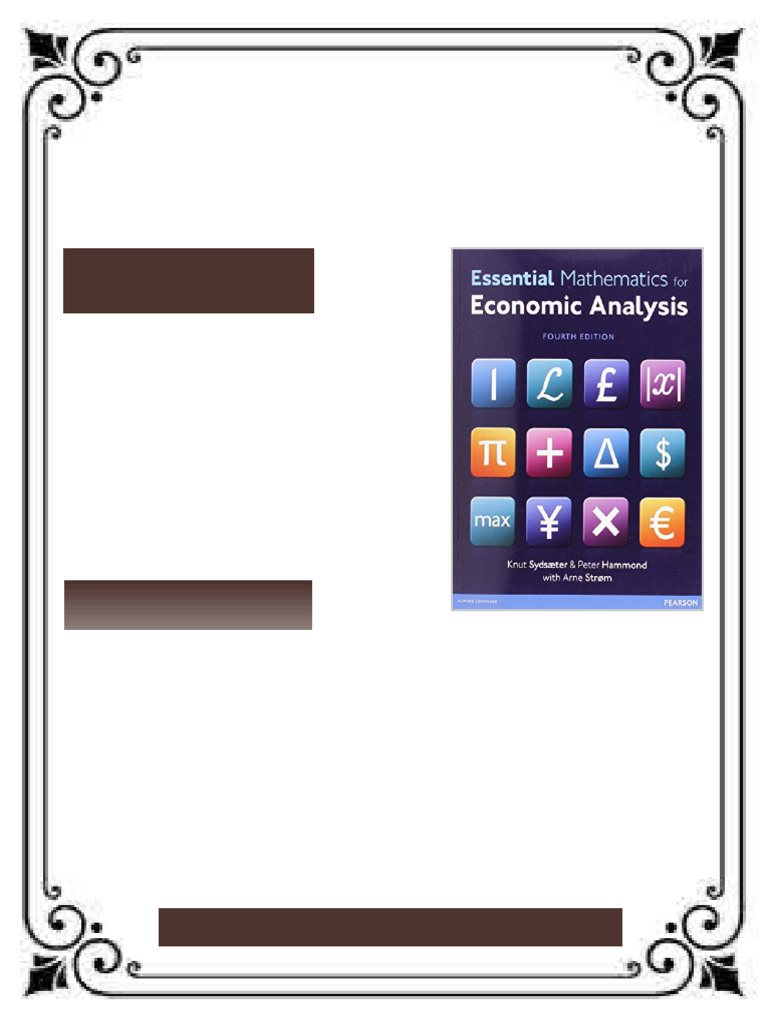 Essential Mathematics For Economic Analysis 4th Edition Knut Sydsaeter ...
