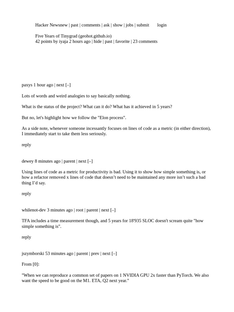 Tinygrad: Five-Year Project Review | PDF