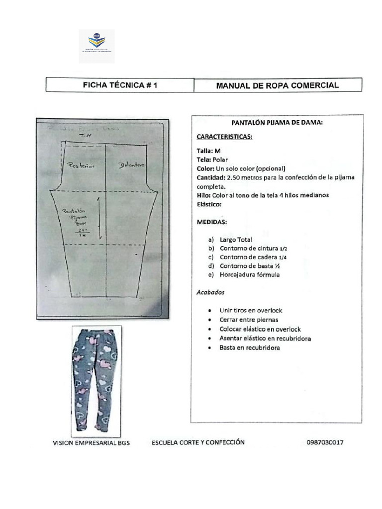 Tallaje de Pantalon Pijama de Dama | PDF