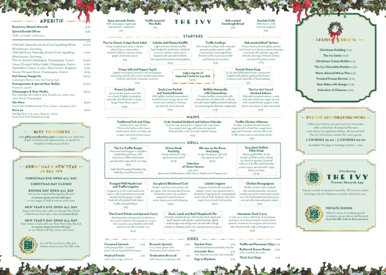 The Ivy Collection Normal Festive Menu | PDF | Sauce | Curry