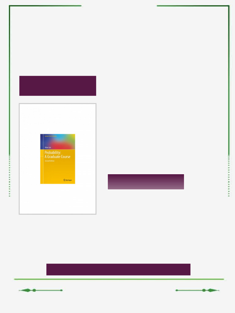 Probability A Graduate Course 2nd Edition Allan Gut Ebook Complete PDF ...