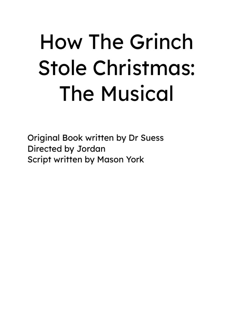 Grinch Christmas Musical Script | PDF