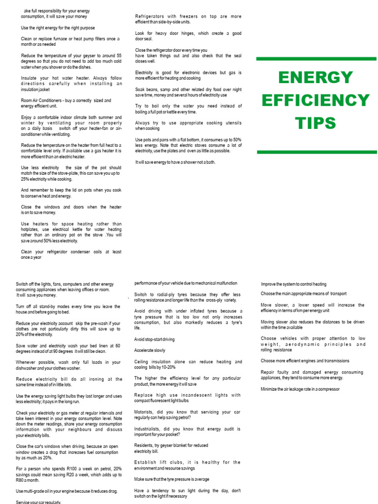 Energy Efficiency Tips | PDF | Efficient Energy Use | Energy Conservation