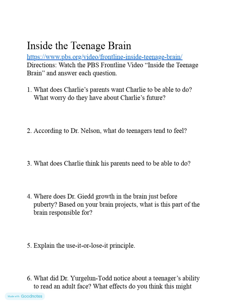Understanding the Teenage Brain Insights | PDF