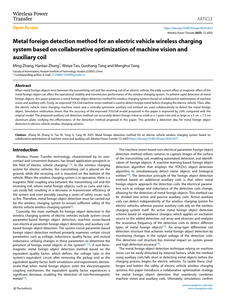 Metal Foreign Detection Method For An Electric Vehicle Wireless ...