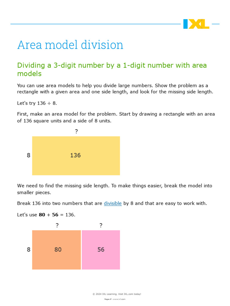 Area Model Division Explained | PDF