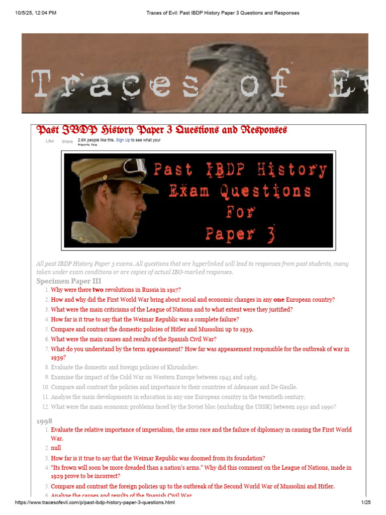 Past IBDP History Paper 3 Questions | PDF | World Politics | Soviet Union