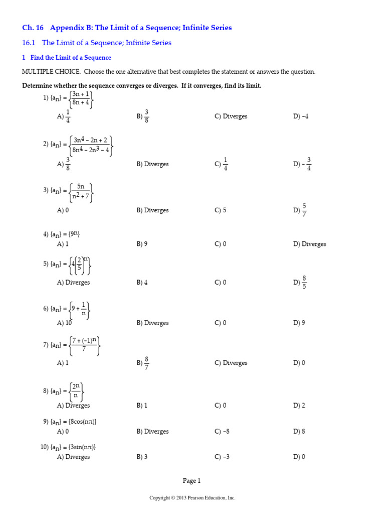 Limits and Series: Sequence Analysis | PDF | Series (Mathematics ...