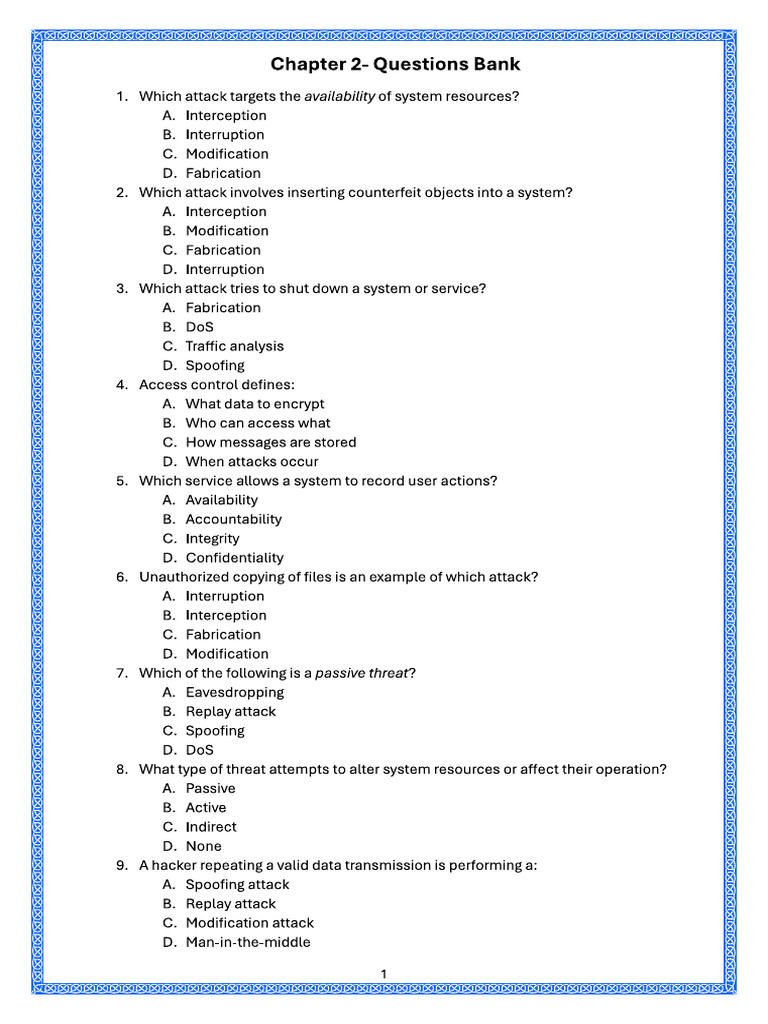Sec Ch02 Question Bank | PDF