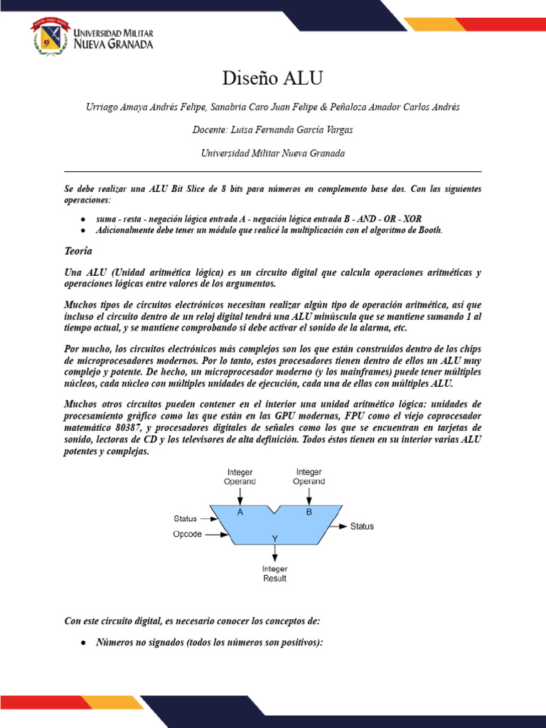 Diseño ALU | PDF | Teoría de la computación | Ingeniería Informática