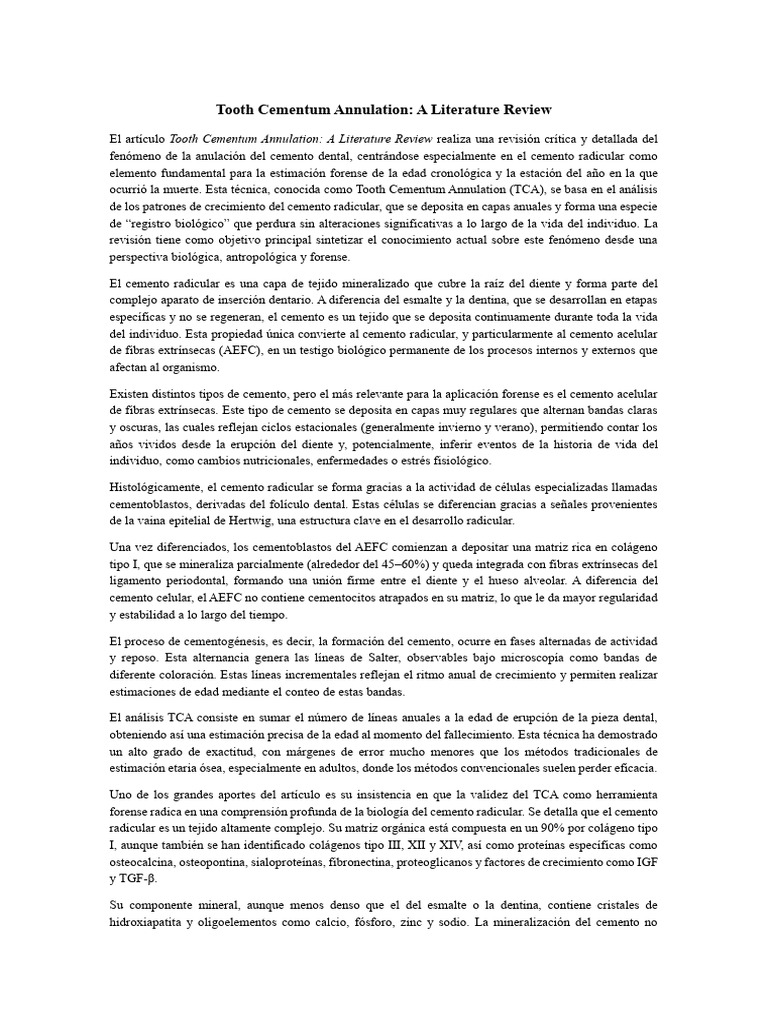 Resumen de Artículo de Cemento Radicular | PDF | La matriz extracelular ...