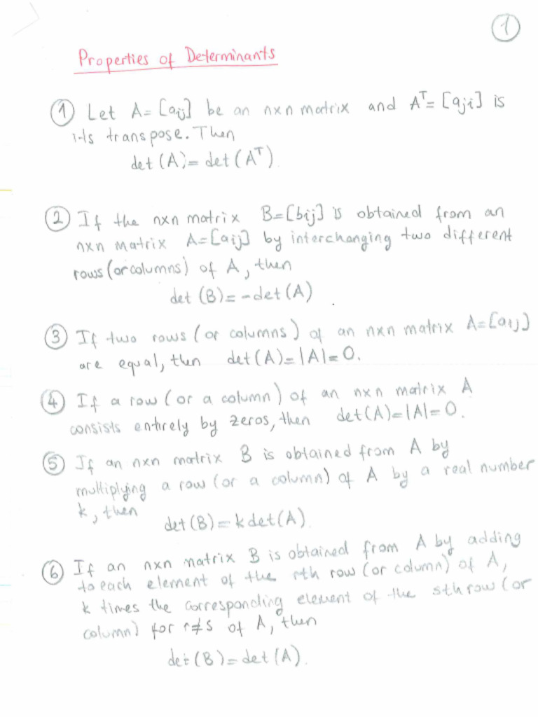 275-Week-5-Properties of Determinants, Cofactor, Inverse of A Matrix ...