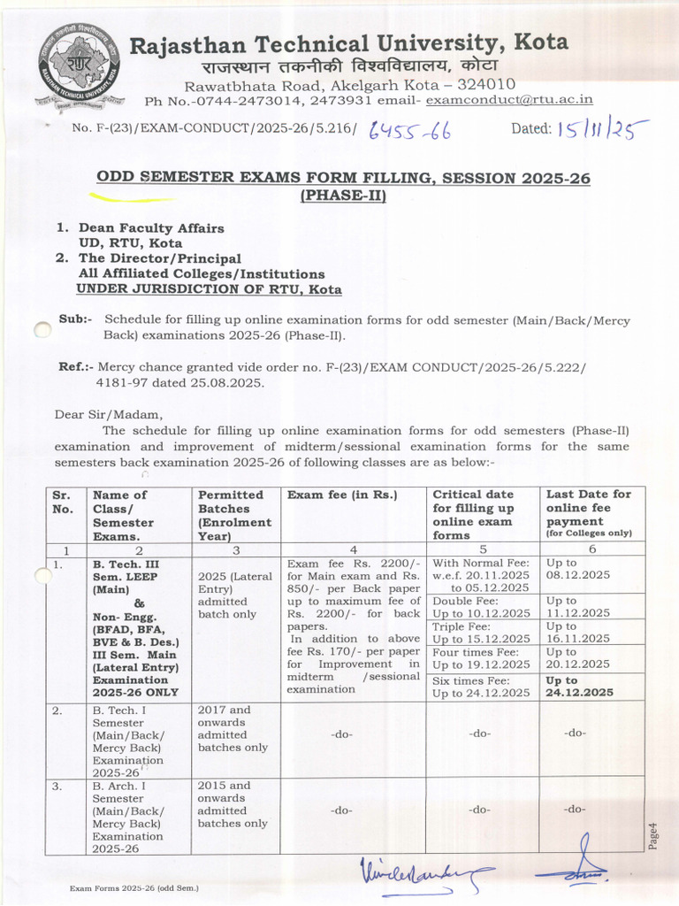 Exam Form Filling Notice Phase-II | PDF
