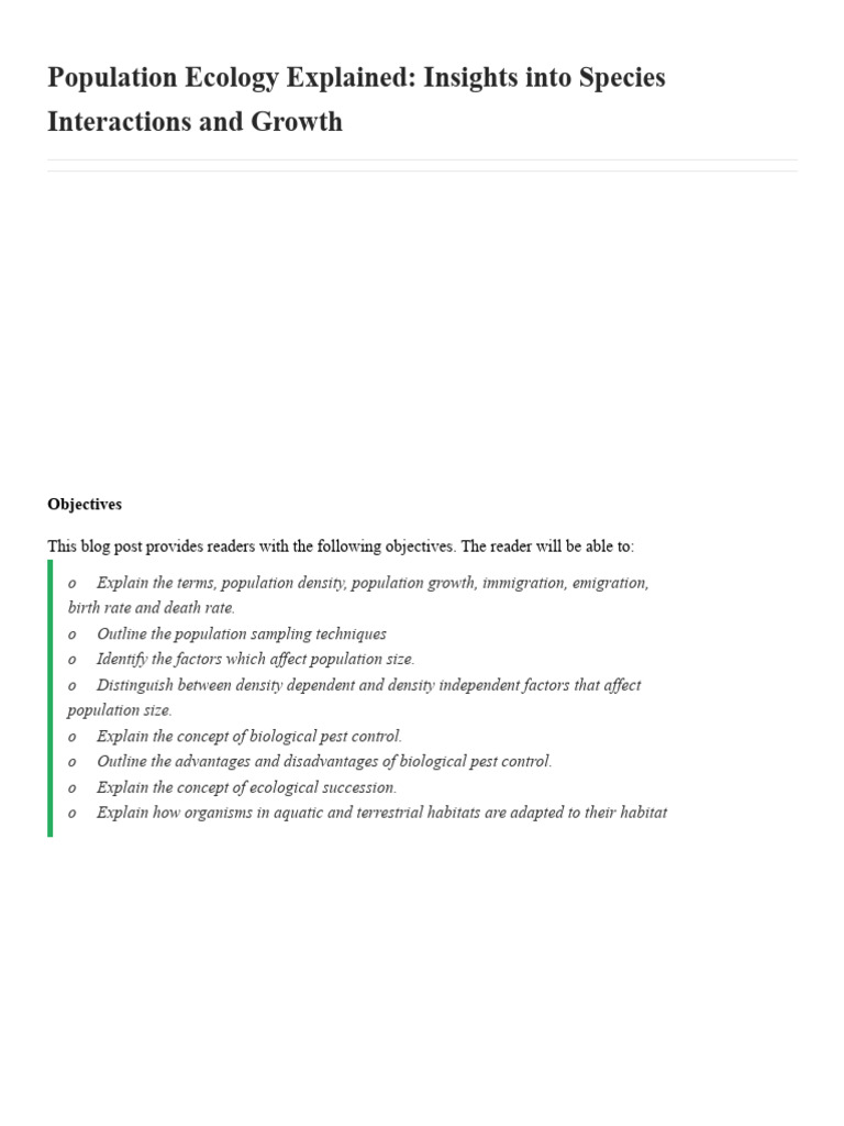 Population Ecology Explained - Insights Into Species Interactions and ...