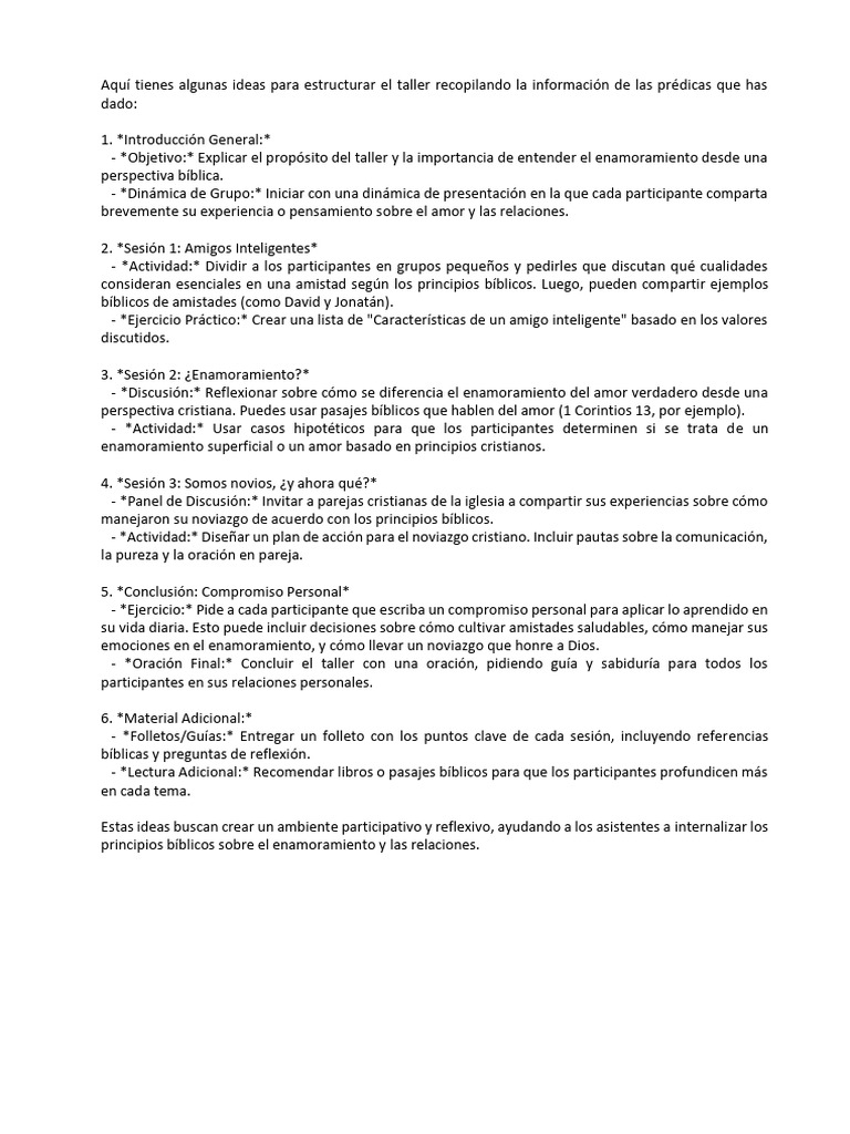 Taller Predica | PDF | Amor | Oración