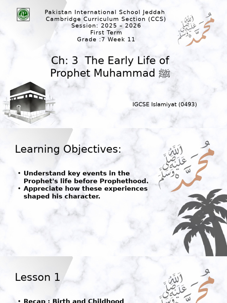 Grade-7 Week 11 CH 3 Early Life of Prophet Muhammad | PDF | Muhammad ...
