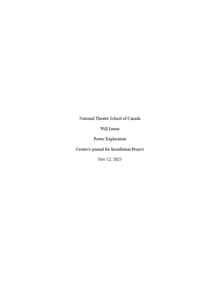 Will Isenor Creation Journal | PDF