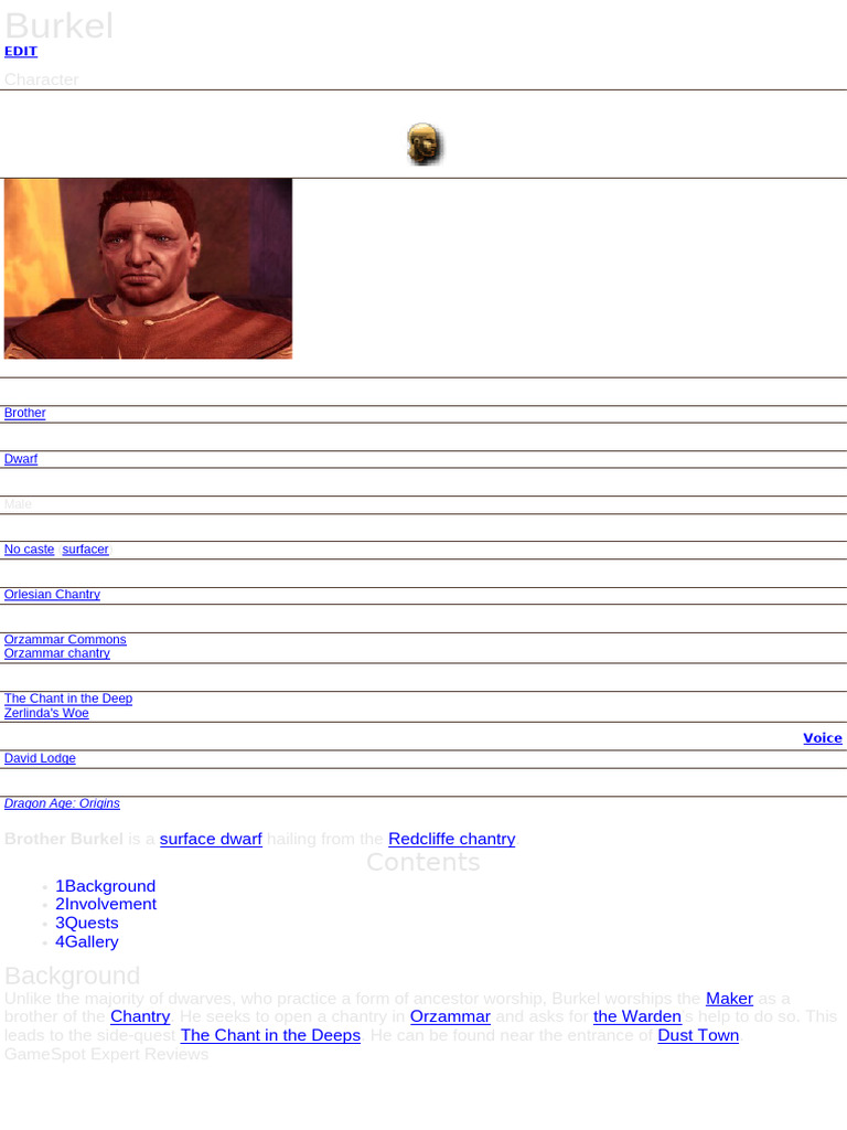 Brother Burkel | PDF | Dwarf (Dungeons & Dragons)