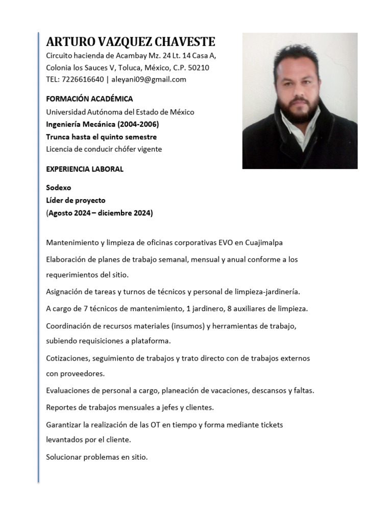 ArturoVazquezChaveste CV 2024+Toluca+%281%29 | PDF
