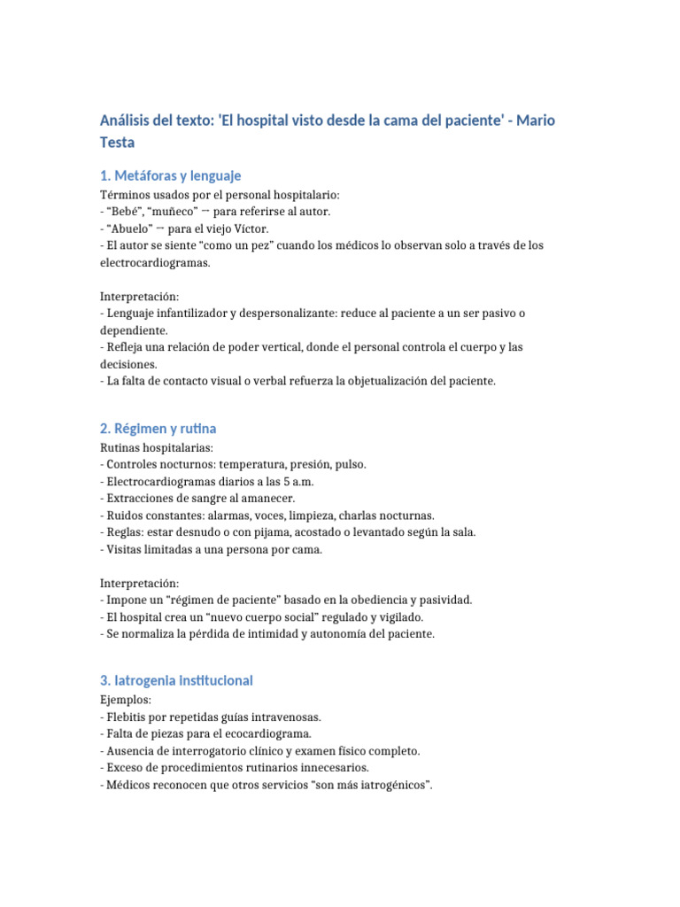 Analisis_El_Hospital_Mario_Testa | PDF | Sicología | Medicina