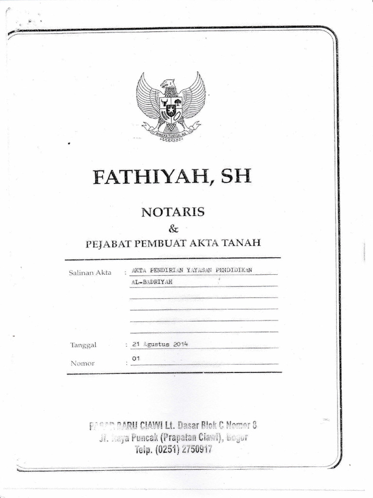 Akta Pendirian Yayasan Al Badriyah - 20251028 - 0001 | PDF