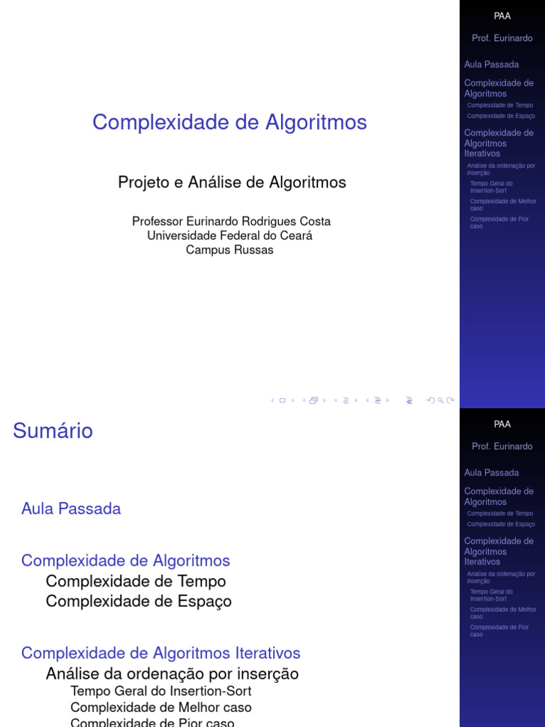 Complexidade de Algoritmos | PDF | Complexidade do tempo | Algoritmos