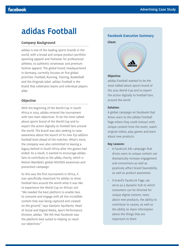 adidas Football's Facebook Campaign Success | PDF | Facebook | Adidas