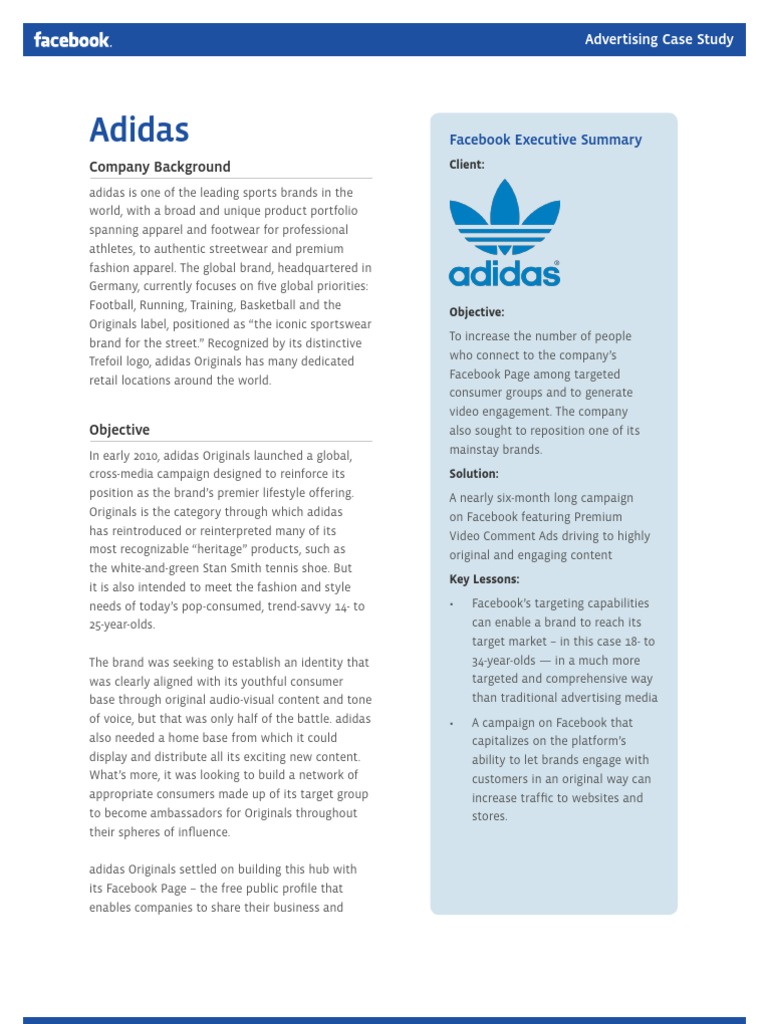 adidas Originals Facebook Campaign Insights | PDF | Advertising | Facebook