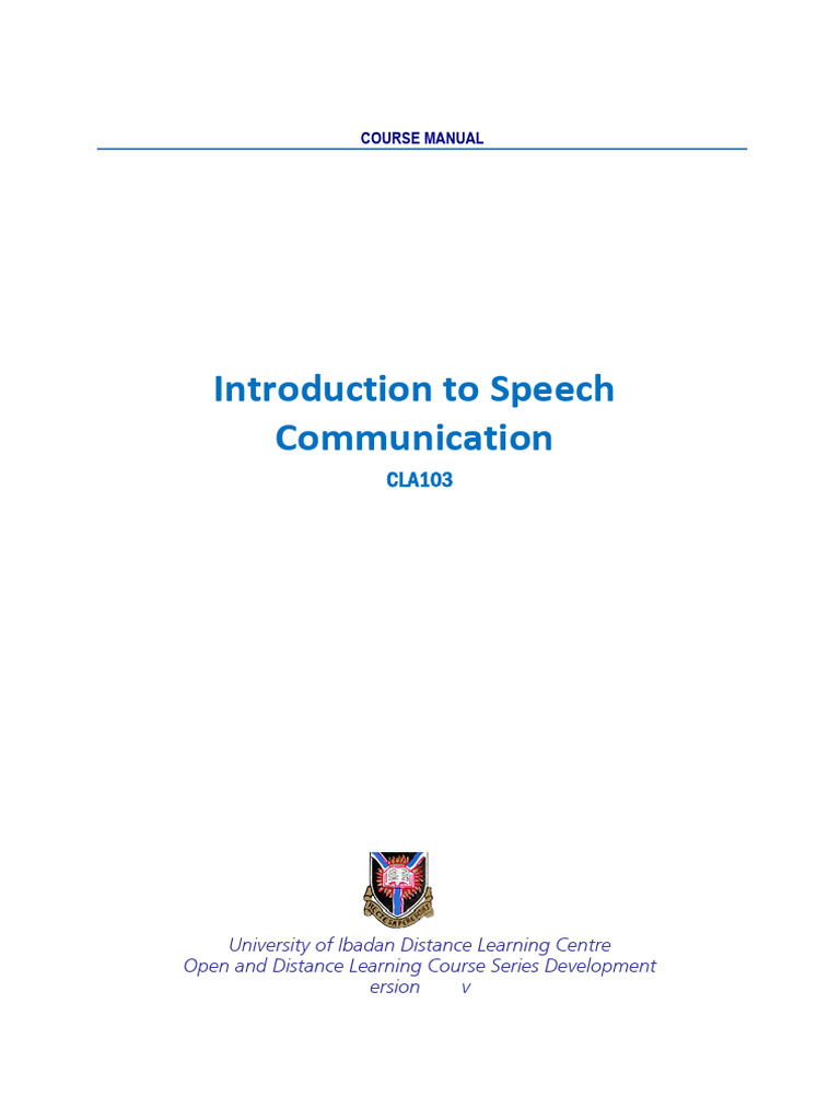 Introduction to Speech Communication Manual | PDF | Communication | Thought