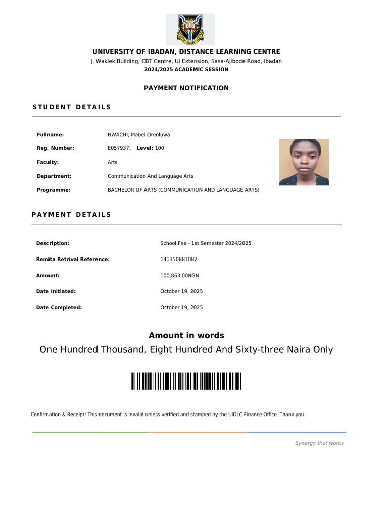 NWACHI Payment Receipt | PDF