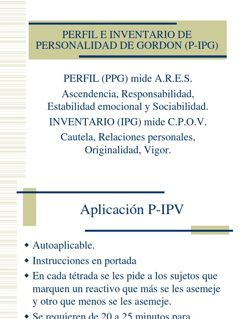 Test P-ipg Perfil E Inventario De La Personalidad De Gordon - Descargar ...