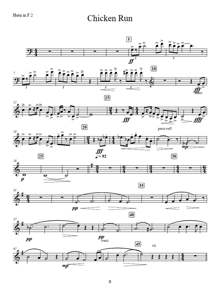 Chicken Run - Theme - Horn in F 2 | PDF