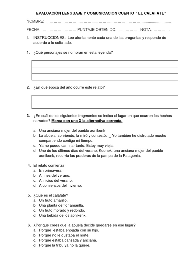 EVALUACIÓN El Calafate | PDF